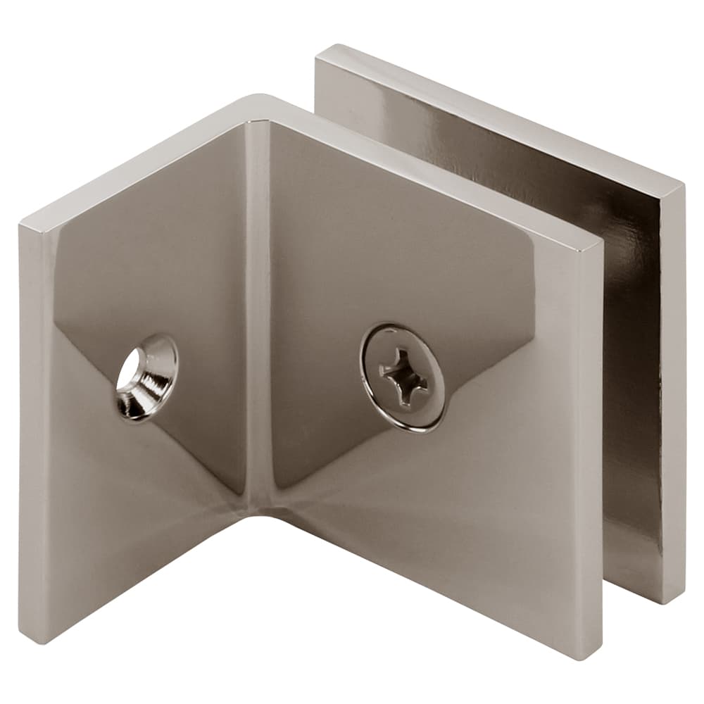 Brushed Nickel Square Fixed Panel Clamp with Small Leg