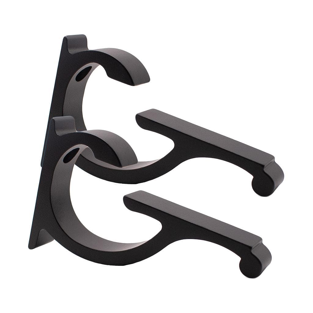 Black Designer Aluminum Brackets, 2 Set for 3/8"- 1/2