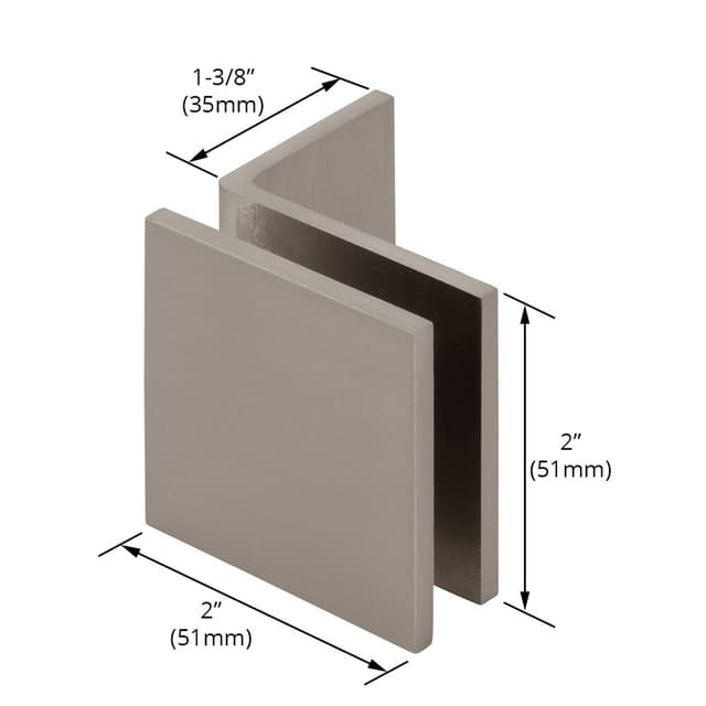 Brushed Nickel Square Fixed Panel Clamp with Small Leg