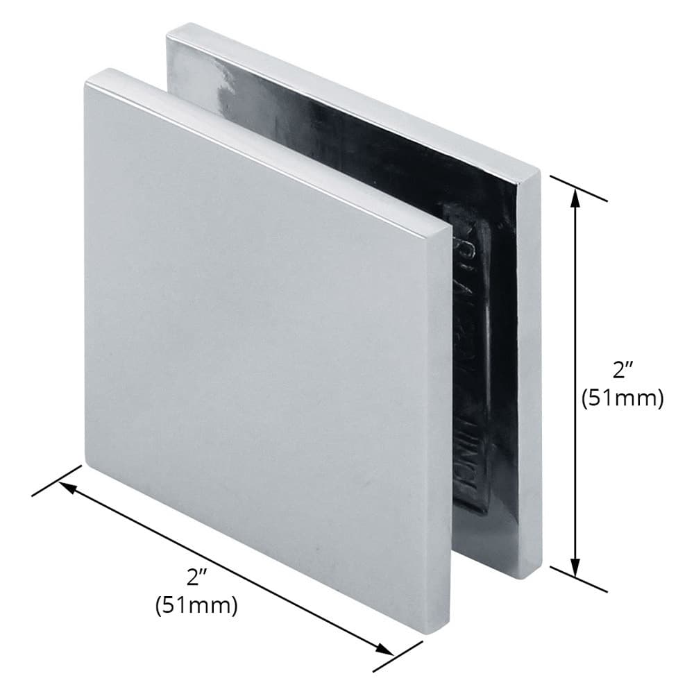 Polished Chrome Square Wall Mount Hole-In-Glass Clamp