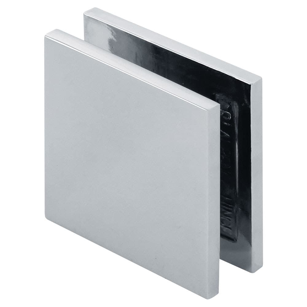 Polished Chrome Square Wall Mount Hole-In-Glass Clamp
