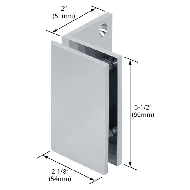 Polished Chrome Square Wall Mount Shower Door Bracket