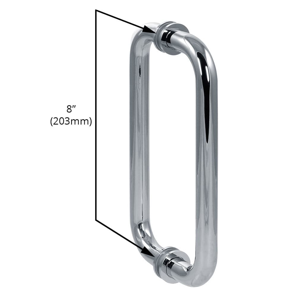 8" Polished Chrome Taurus Pull Handle w/ Washer | Dulles Glass